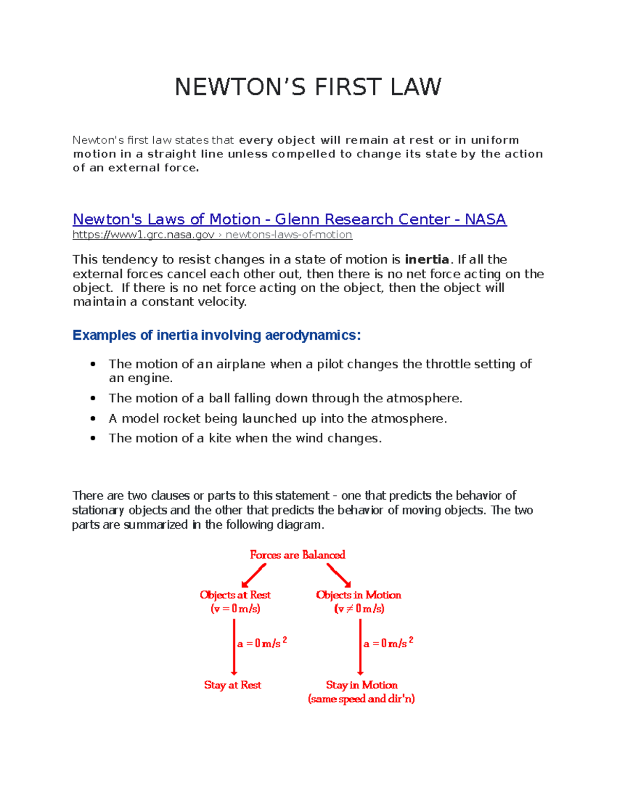 Stud2 - A piece of detailed information about Newton's first law ...