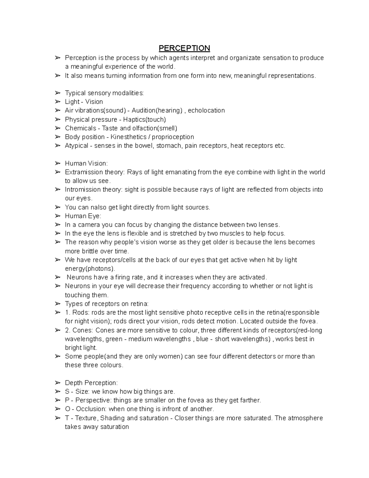 CGSC Lecture 2 - Readings - PERCEPTION Perception is the process by ...