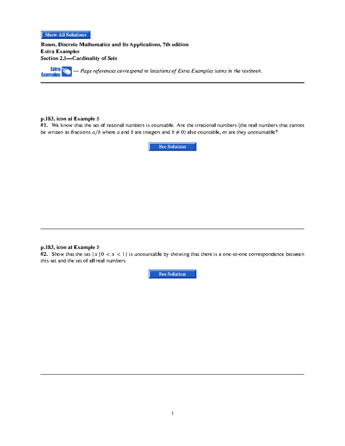 Rosen Section 2.5 Extra Examples - Rosen, Discrete Mathematics and Its Applications, 7th edition ...