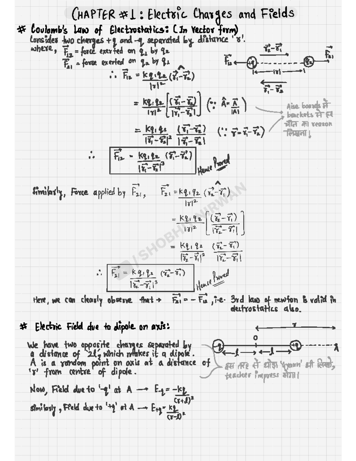 Derivations - this is helpful - CHAPTER 1: Electric Charges and Fields ...