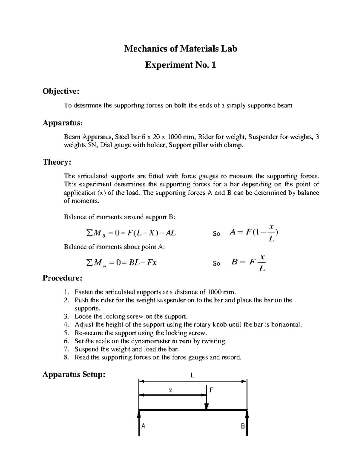 Experiment 01 - This is second edition book me MOM - Mechanics of ...