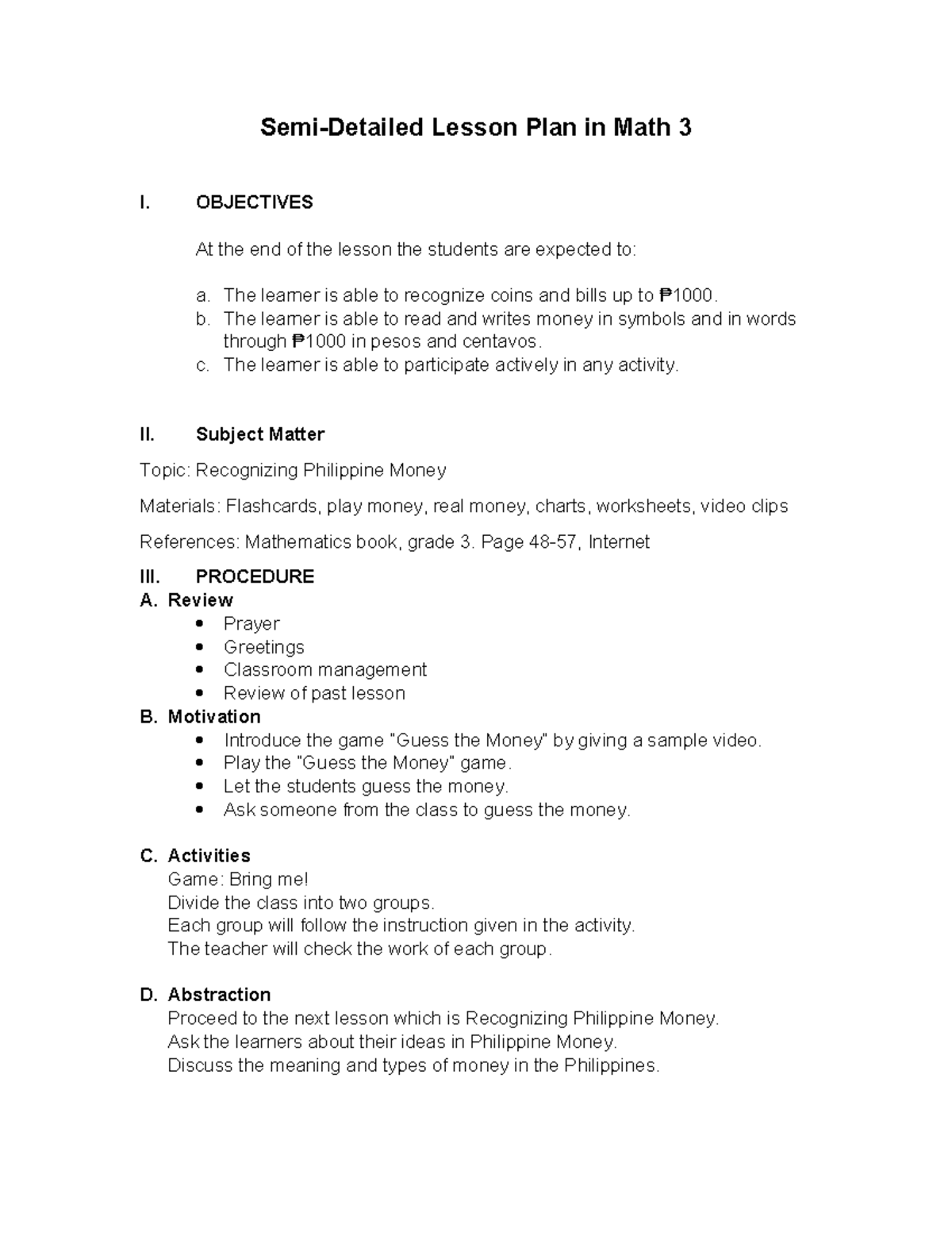 Lesson-Plan-Seloterio - Semi-Detailed Lesson Plan in Math 3 I ...