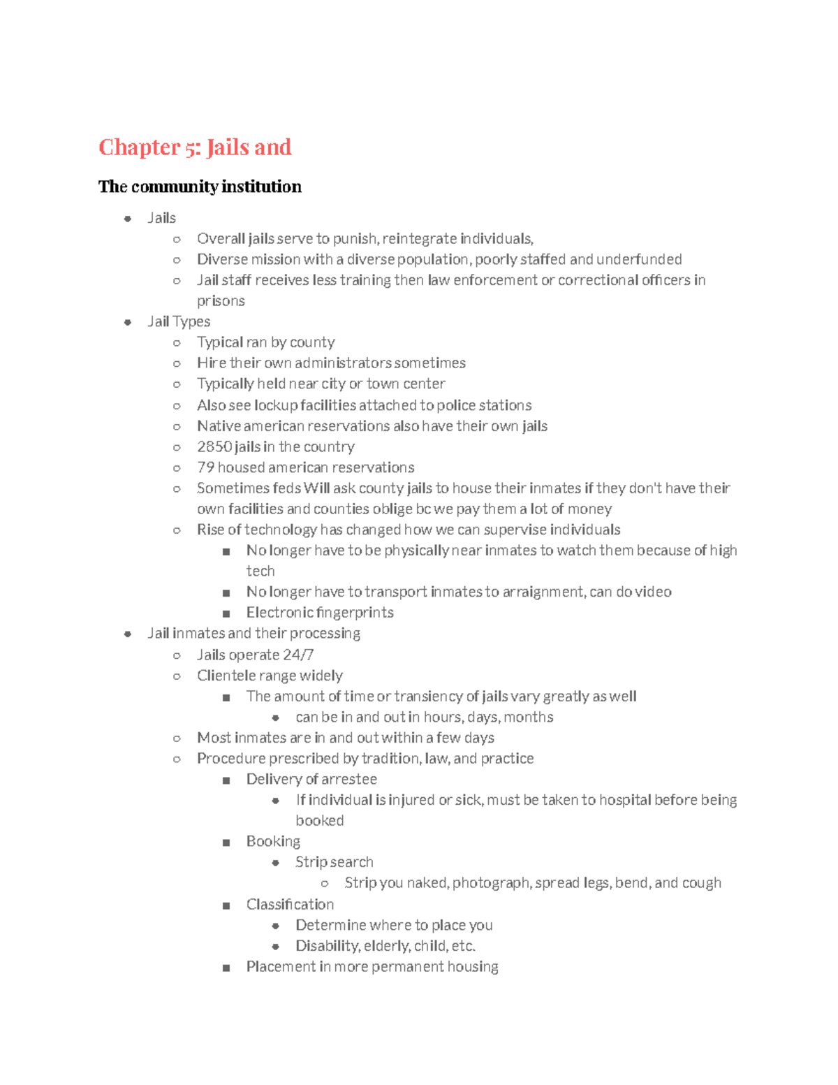 Chapter 5 Jails and - Powerpoint and Lecture Notes - Chapter 5: Jails ...