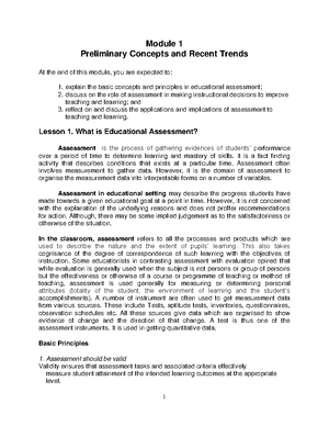 Module 3 - ,,,, - MODULE 3 Assessing Learning Outcomes What are ...