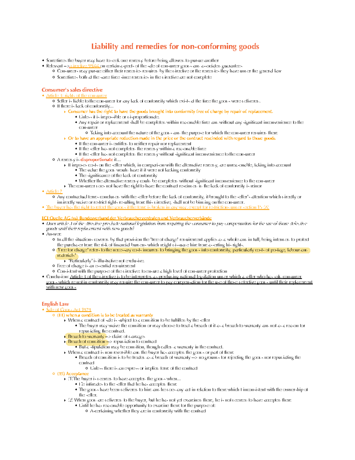 Liability for Non-conforming Goods - Liability and remedies for non ...