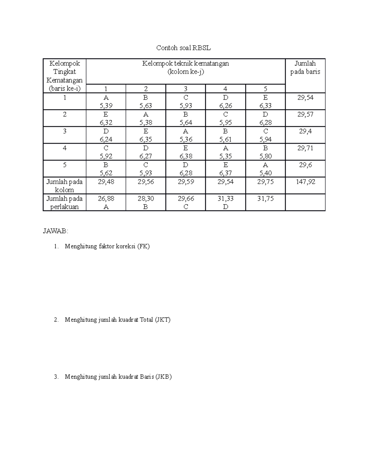 Tugas rancob - Contoh soal RBSL Kelompok Tingkat Kematangan (baris ke-i ...