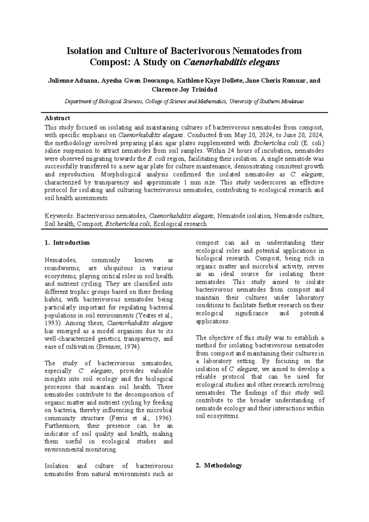 LAB 7 ECO - Microbial Ecology - Isolation and Culture of Bacterivorous ...