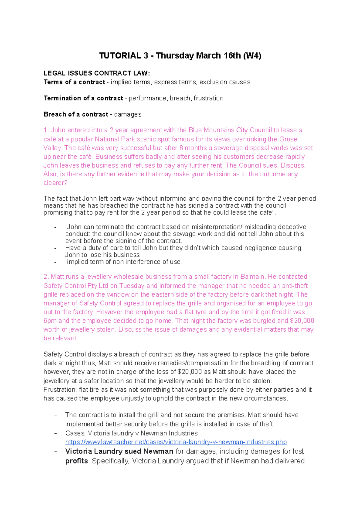 ACCG2051 Tutorial 3 Questions - TUTORIAL 3 - Thursday March 16th (W4 ...