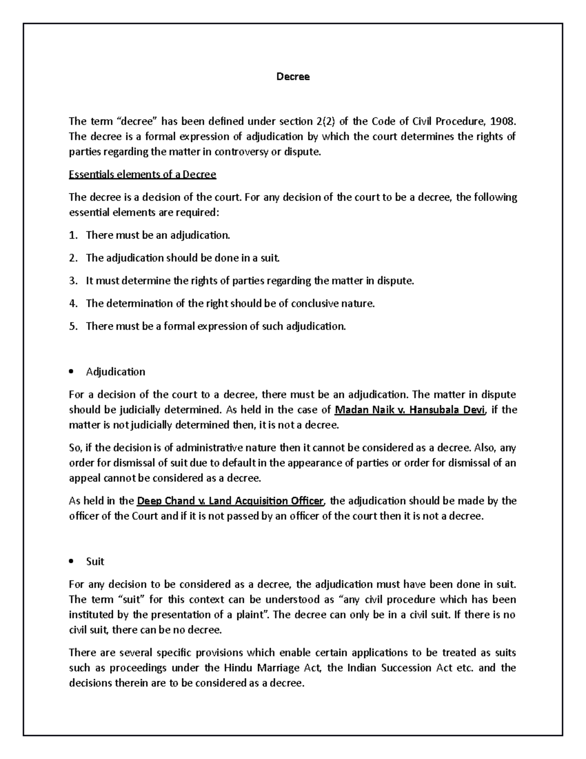 Decree - Decree The term “decree” has been defined under section 2(2 ...