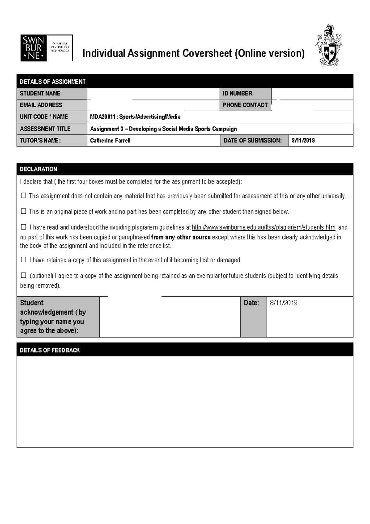 2. Student Example of a Social Media Sports Campaign - Individual ...