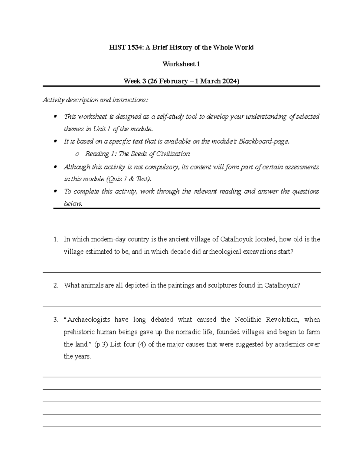 HIST 1534 Worksheet - HIST 1534: A Brief History of the Whole World ...