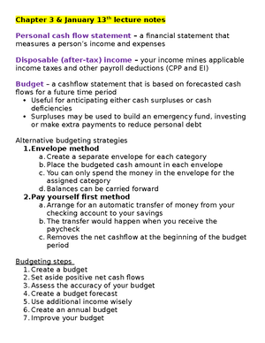 2277 Textbook Notes - MOS 2277 : PERSONAL FINANCE Chapter 1 : OVERVIEW ...