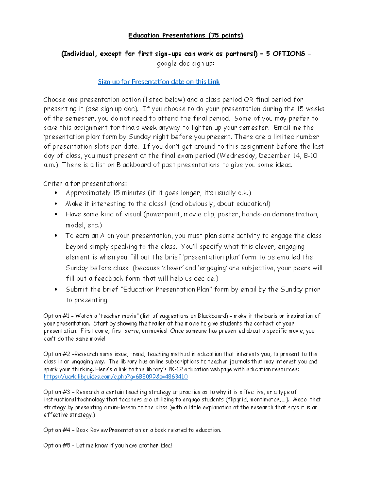 Assignment description - Education Presentation - Education ...