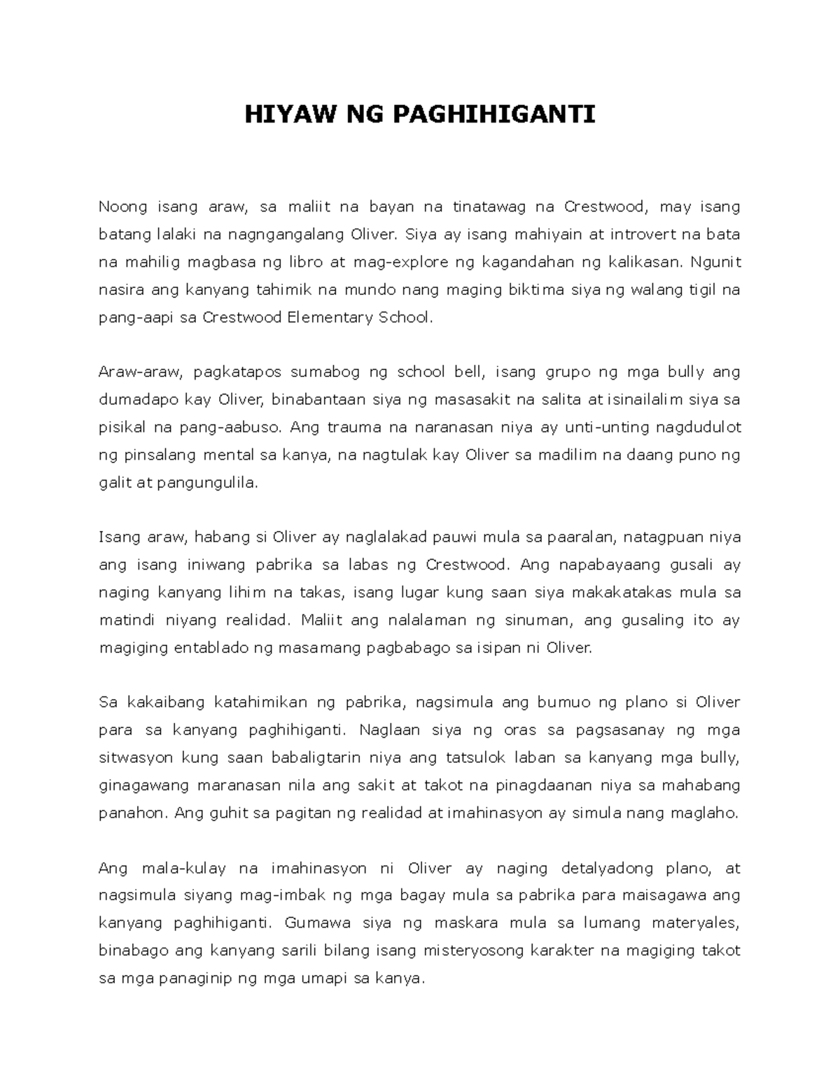 Title- Hiyaw ng Paghihiganti - HIYAW NG PAGHIHIGANTI Noong isang araw ...