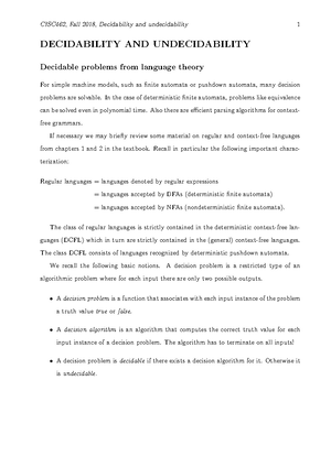 Decidable and Undecidable problems in Theory of Computation - Geeksfor Geeks - Decidable and ...