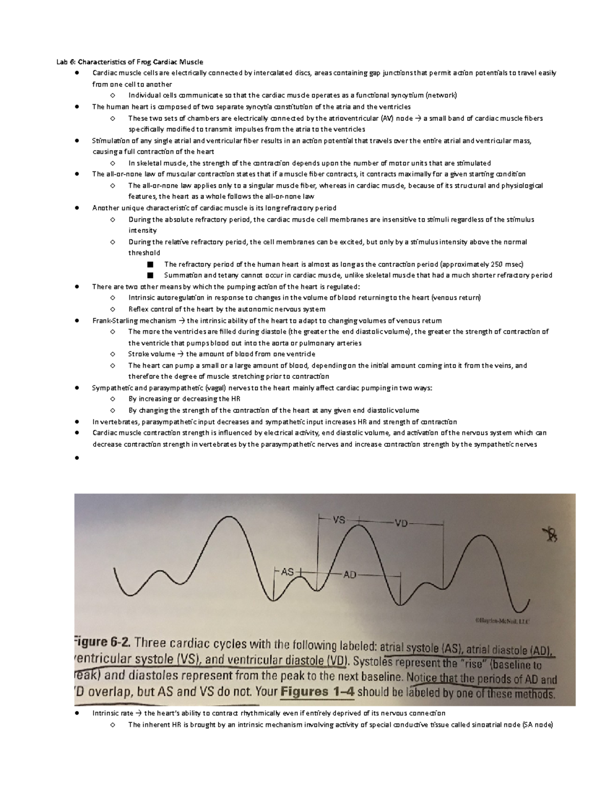 lab 6 book notes - Lab 6: Characteristics of Frog Cardiac Muscle ...