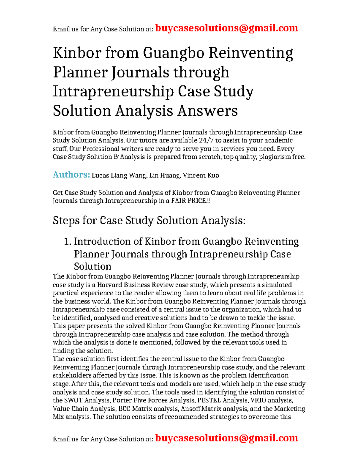 Case Solution Kinbor from Guangbo Reinventing Planner Journals through ...