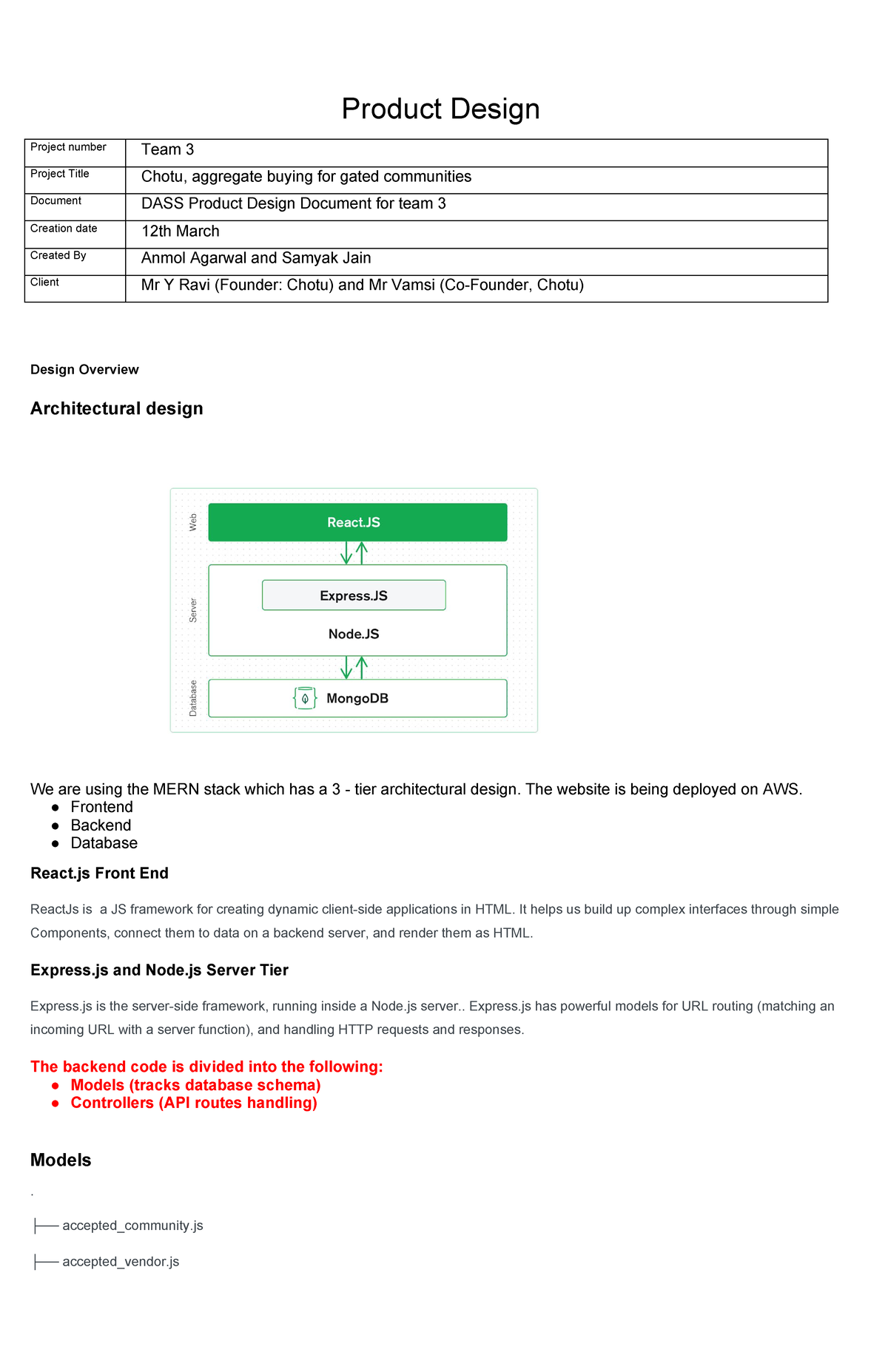 05 Project Design Document - Product Design Design Overview ...
