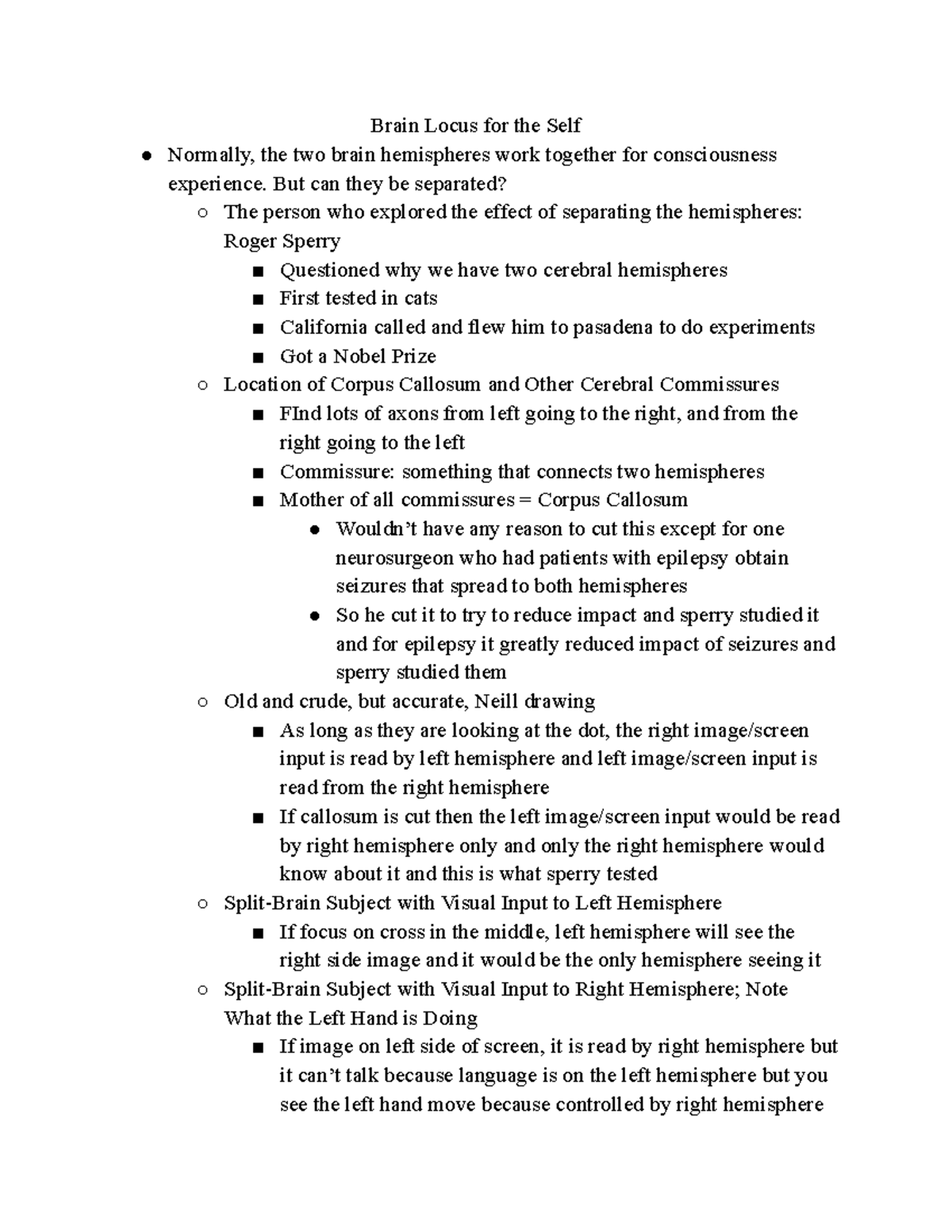 Brain locus for the self - Brain Locus for the Self Normally, the two ...