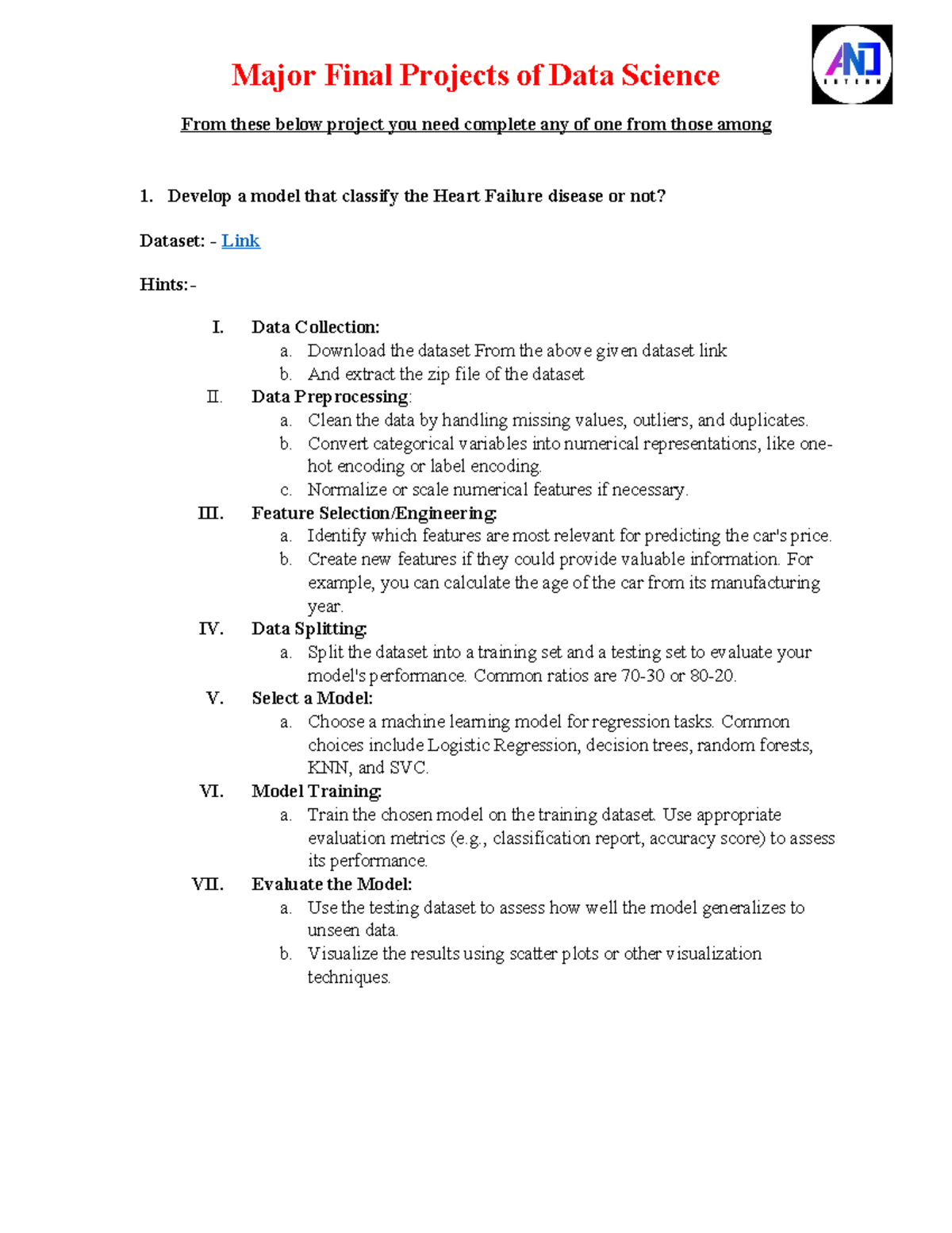 Project of Data Science(Major Proj) - Major Final Projects of Data Science From these below ...