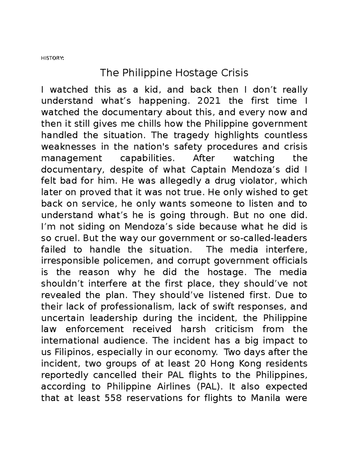 History - HISTORY: The Philippine Hostage Crisis I watched this as a ...