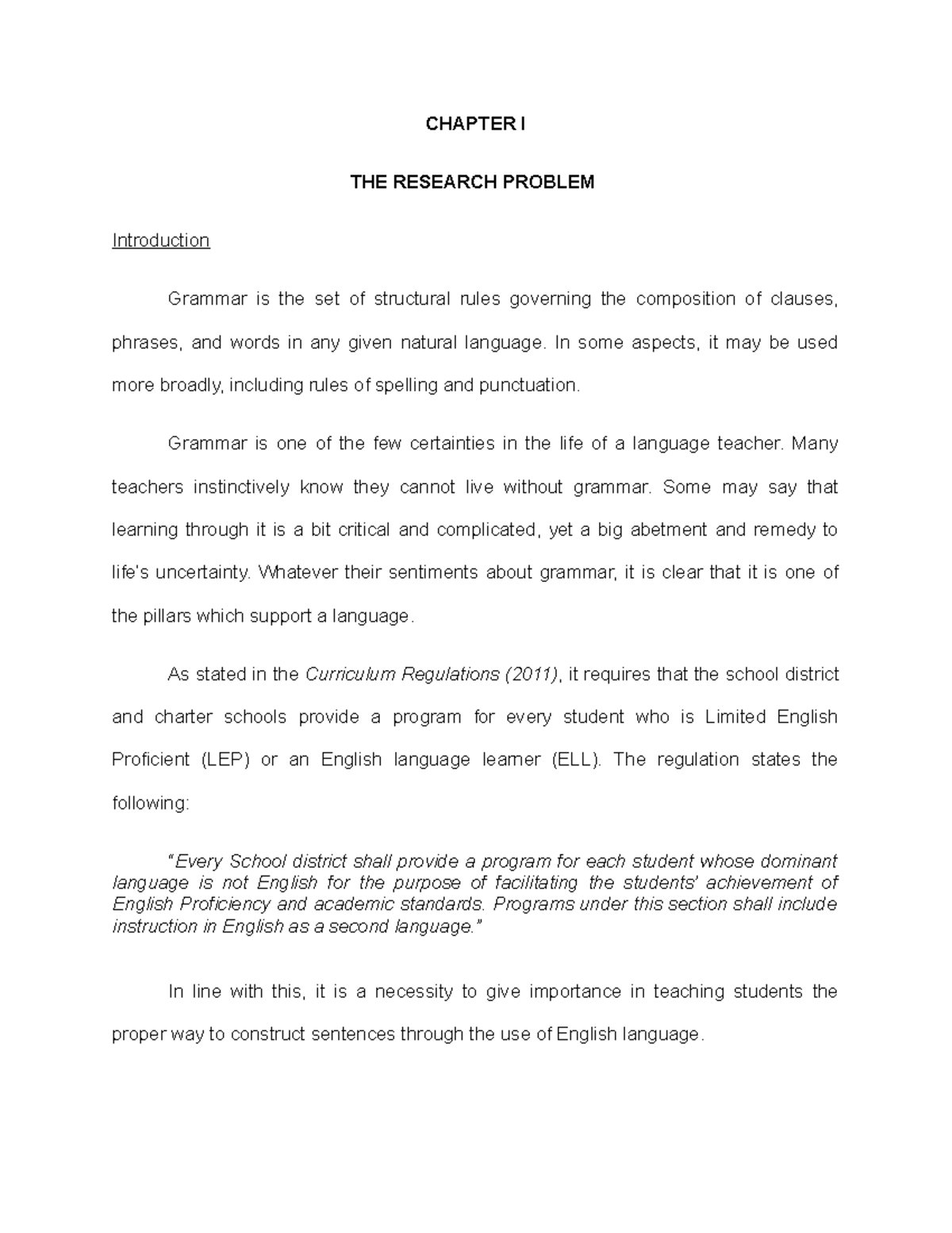 Intro-Sample - introduction format - CHAPTER I THE RESEARCH PROBLEM ...