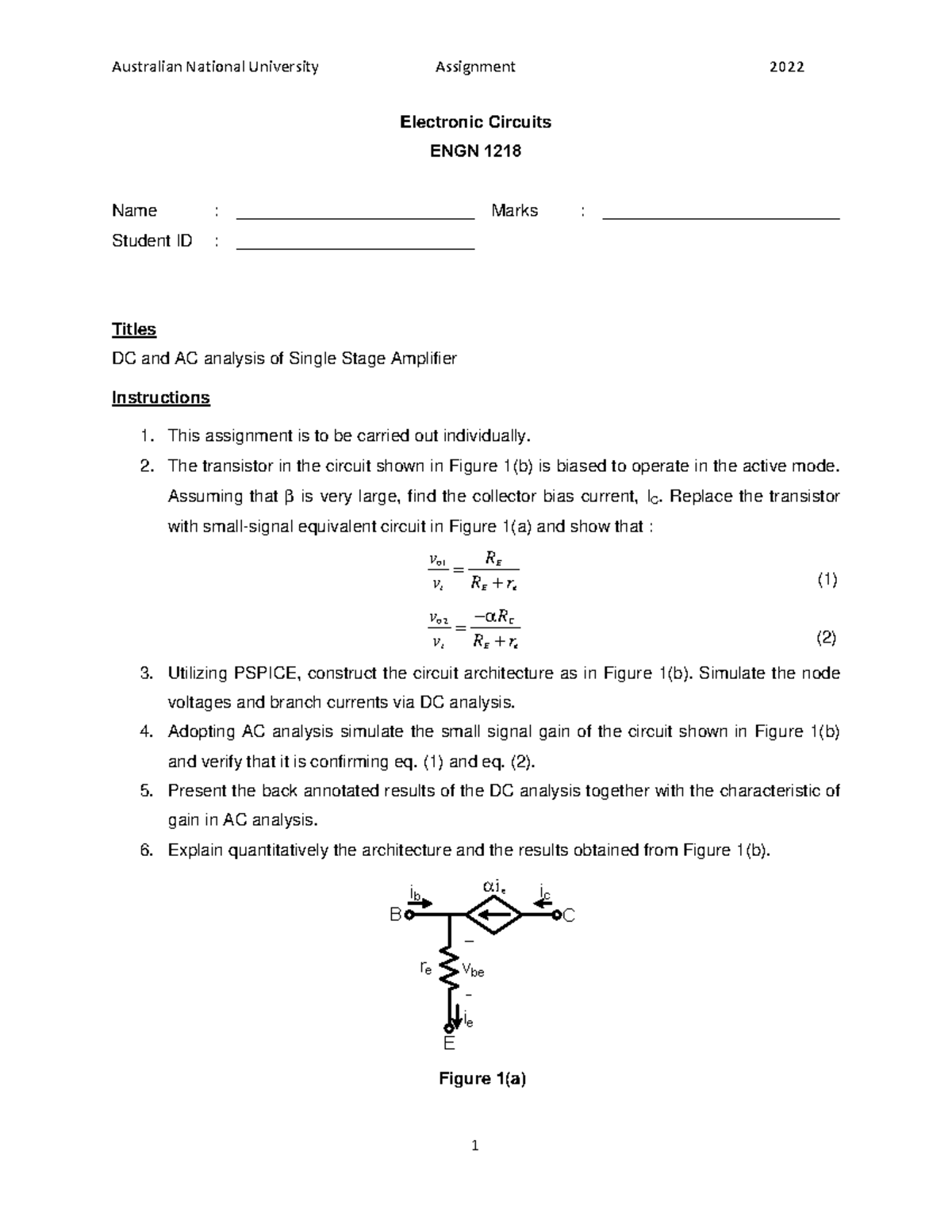 Assignment 13 Questions ENGN 1218 - Australian National University 2022 1 Assignment Electronic ...