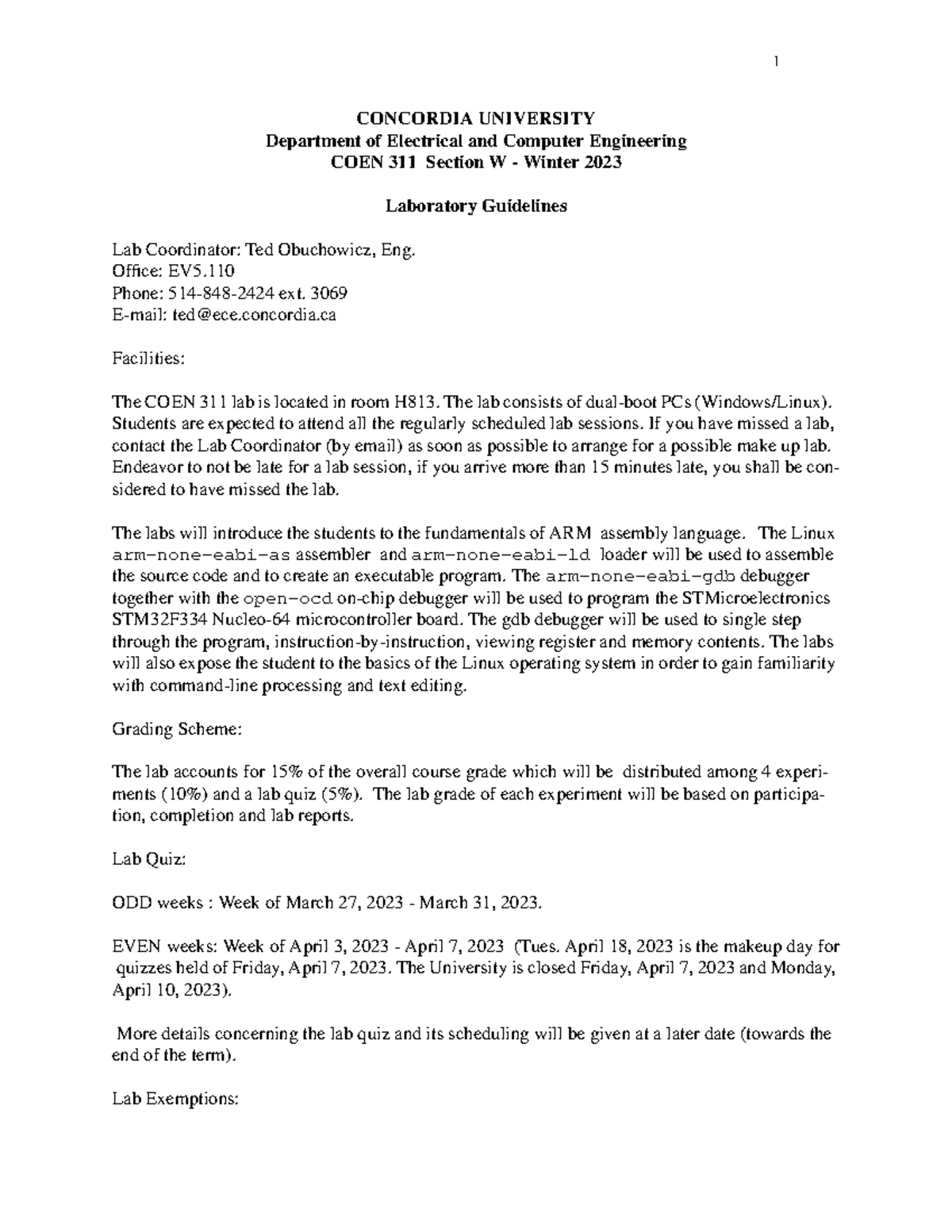 Coen311 winter 2023 - course outline - CONCORDIA UNIVERSITY Department ...