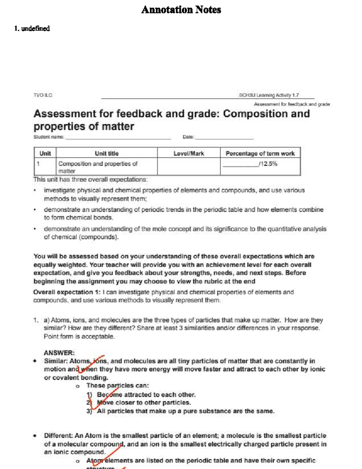 UNIT 1 Assessment for Grade - Studocu