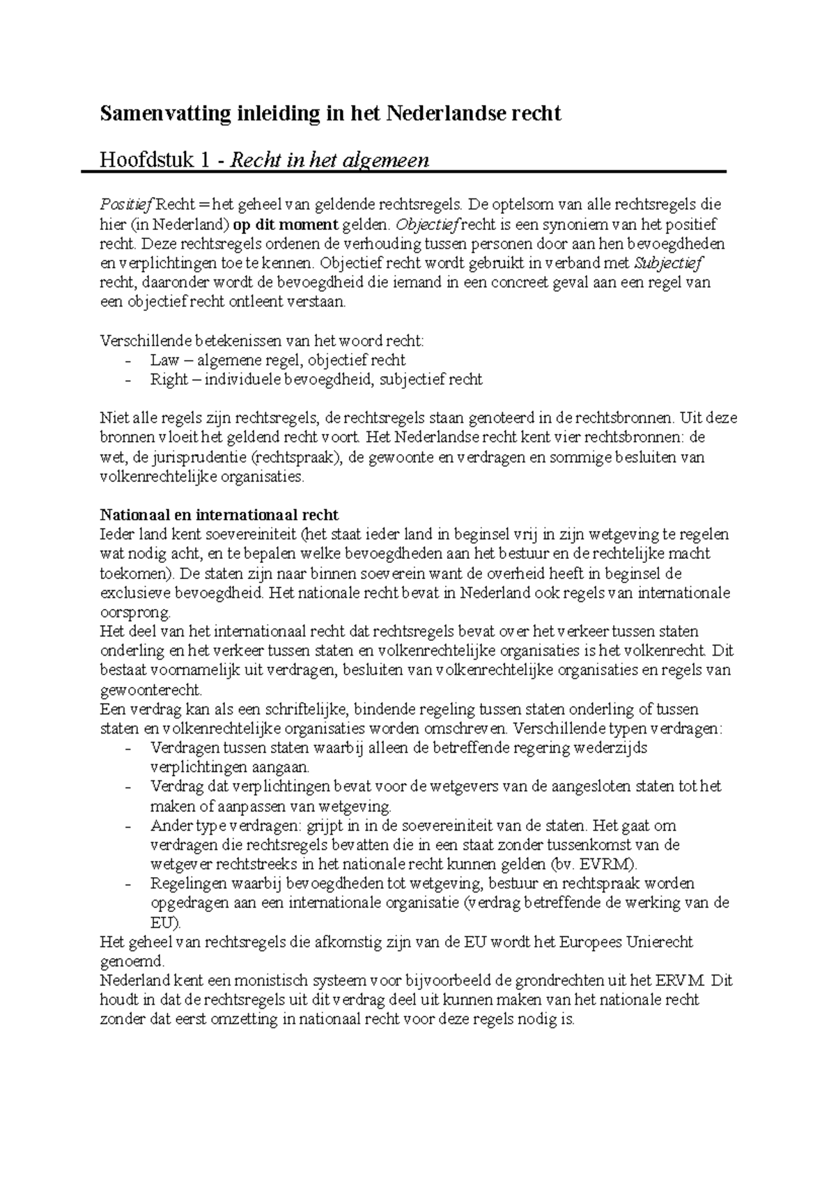 Samenvatting Inleiding in het Nederlands recht - Samenvatting inleiding ...