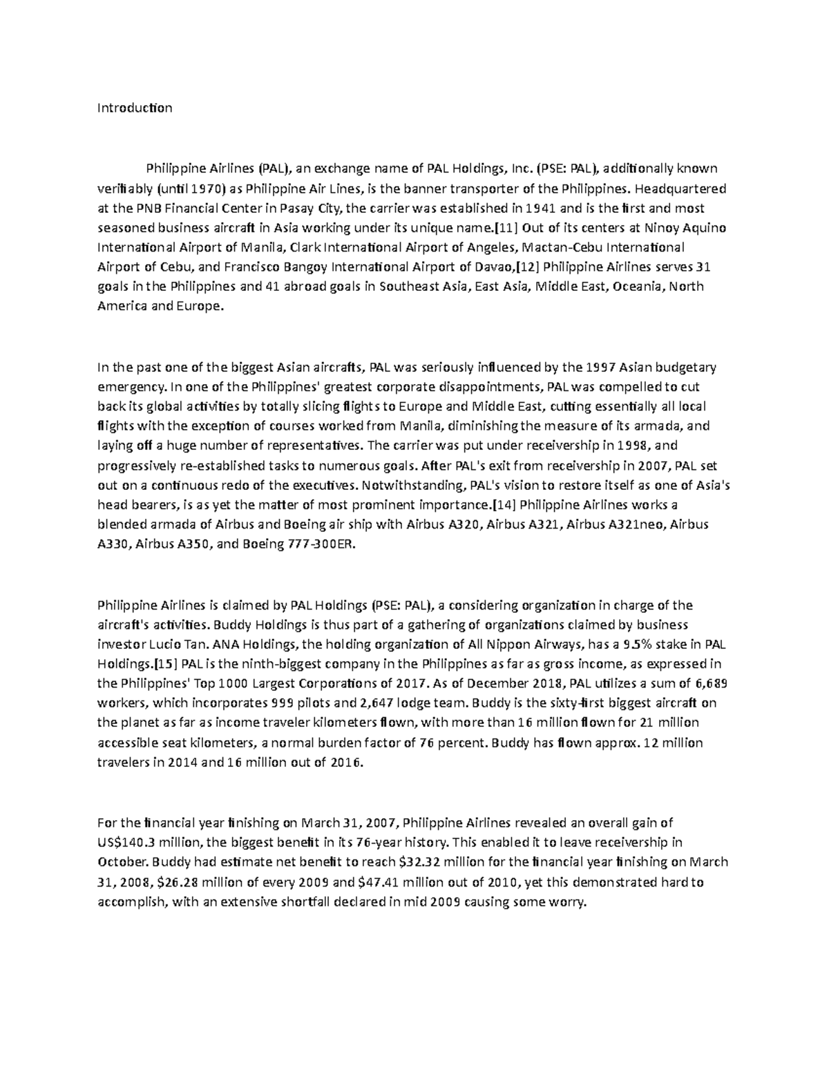 Pal-paper - PAL PAPER - Introducion Philippine Airlines (PAL), an ...