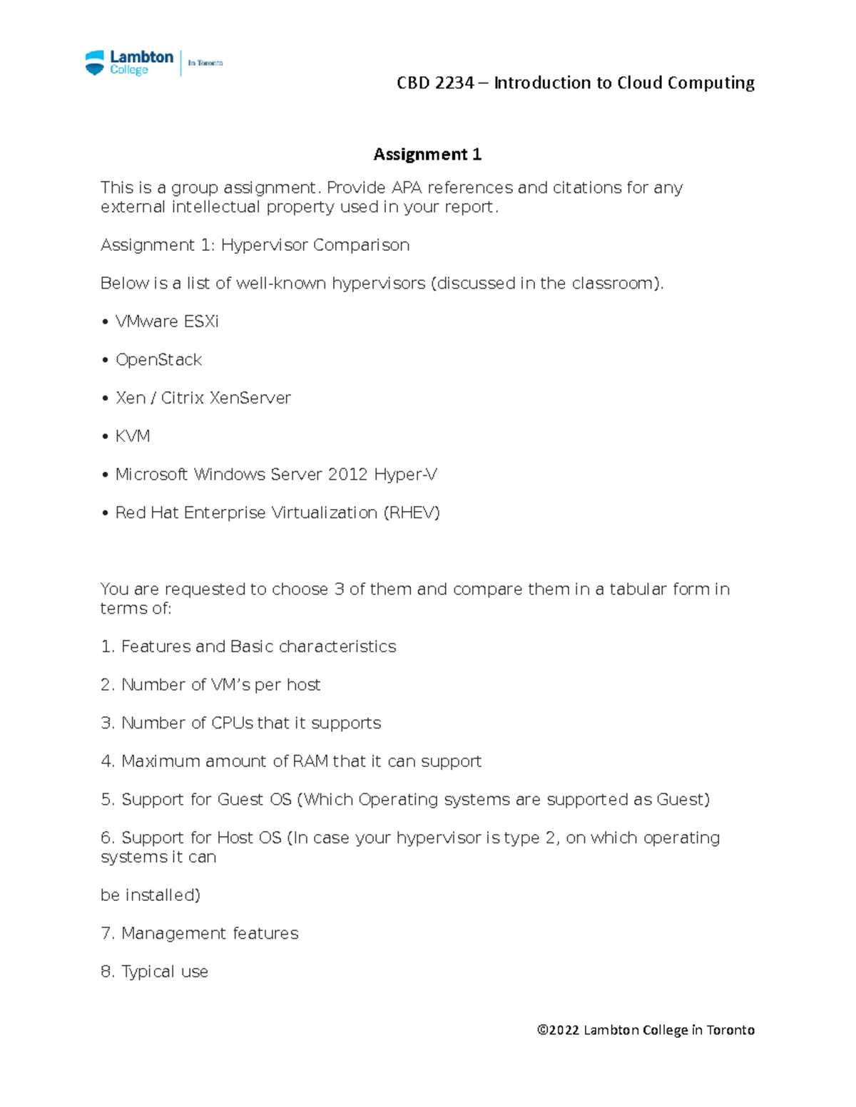 CBD 2234 Assignment 1 Instructions and Rubric - Assignment 1 This is a group assignment. Provide ...