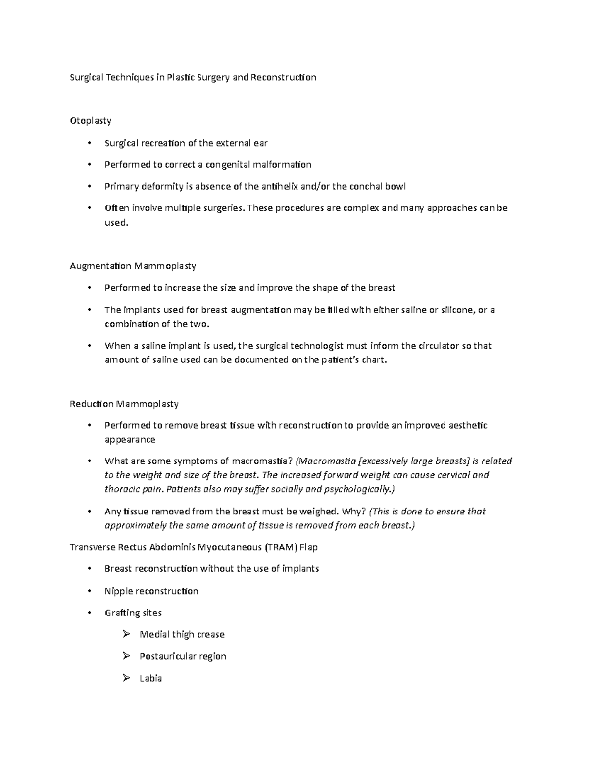 Lecture Notes 7 - Surgical Techniques in Plastic Surgery and ...