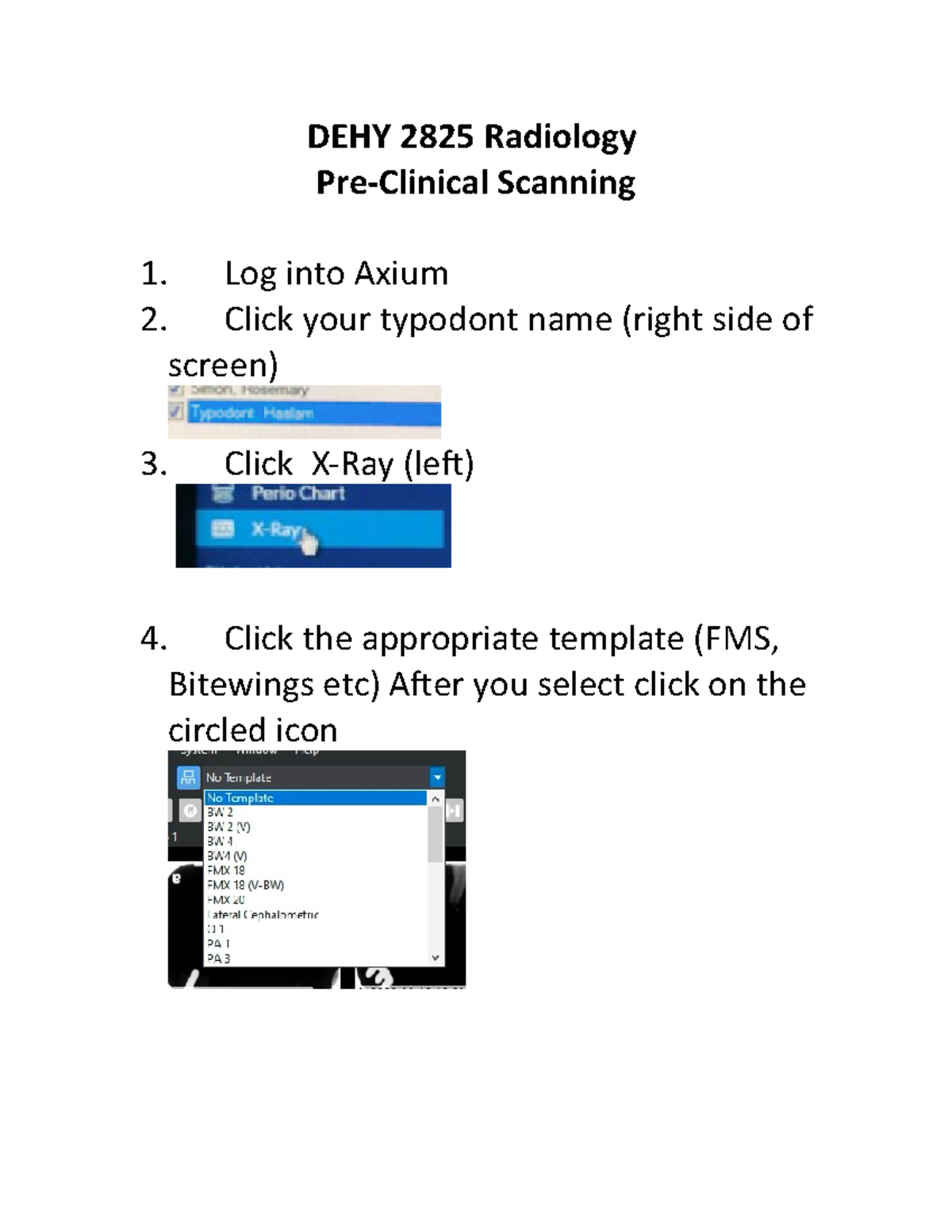 Pre Clinical Scanning - DEHY 2825 Radiology Pre-Clinical Scanning Log ...