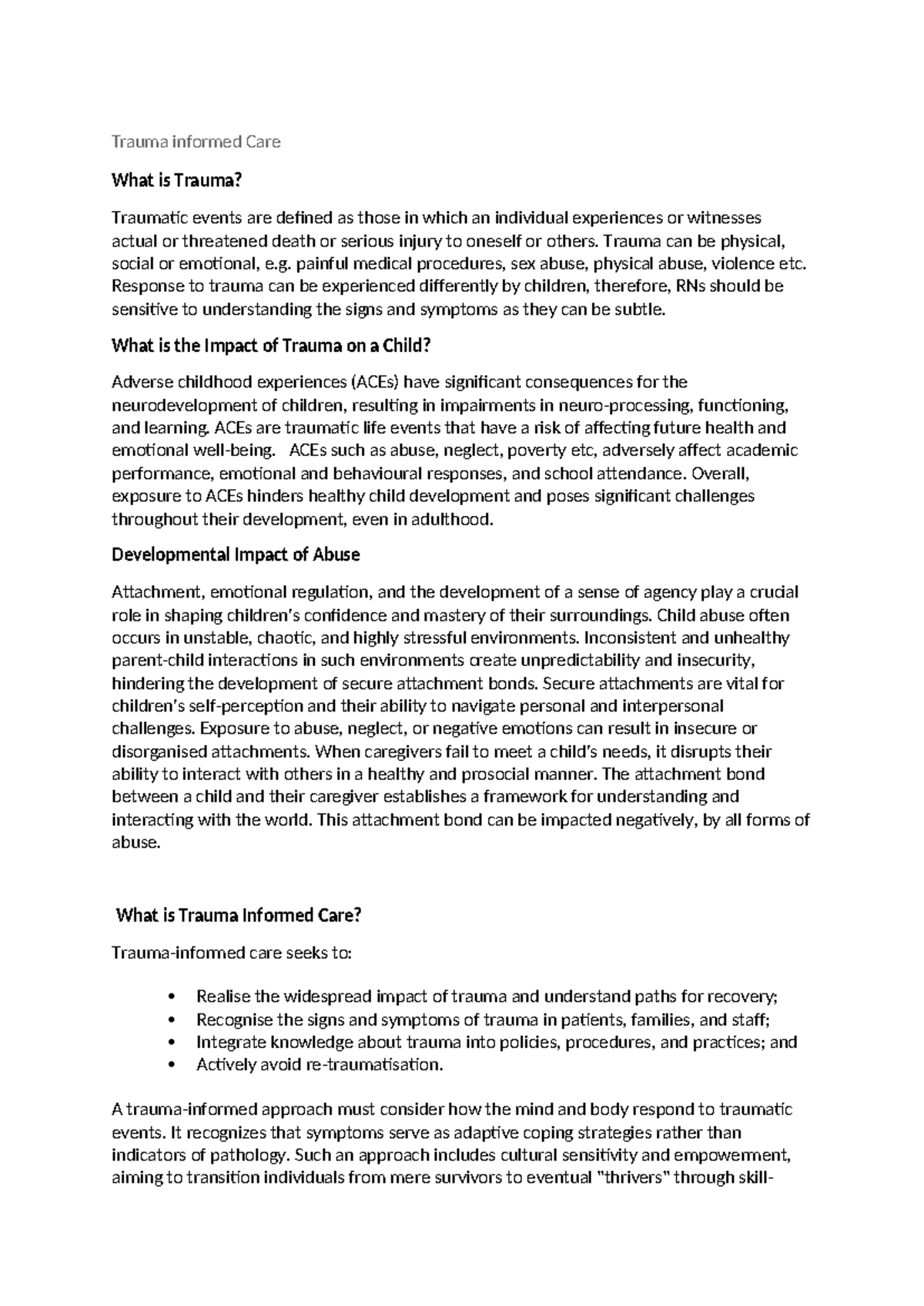 Trauma informed Care - Trauma informed Care What is Trauma? Traumatic ...