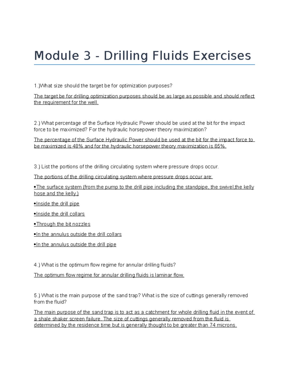 Advanced Drilling Module 3 Exercises - Module 3 - Drilling Fluids ...