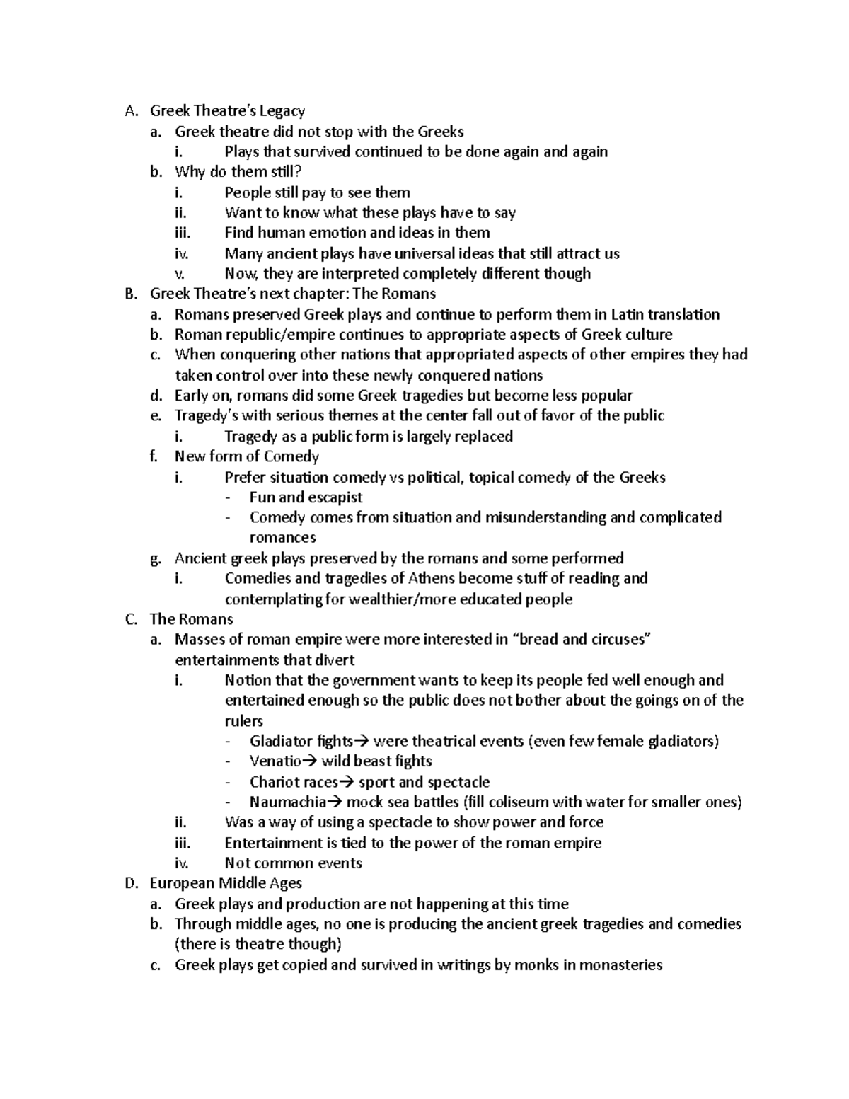 3- Greek Theatre’s Legacy - A. Greek Theatre’s Legacy a. Greek theatre ...