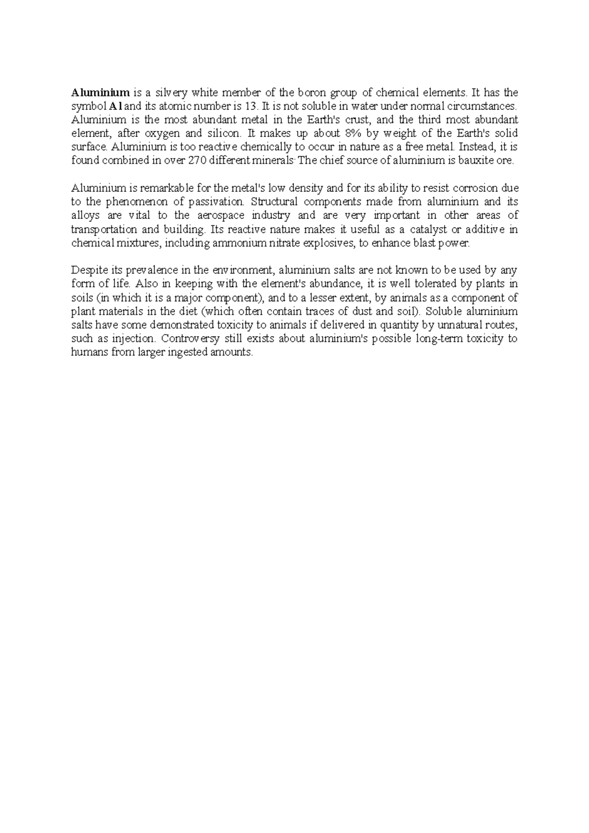 Aluminium - assignments - Aluminium is a silvery white member of the ...