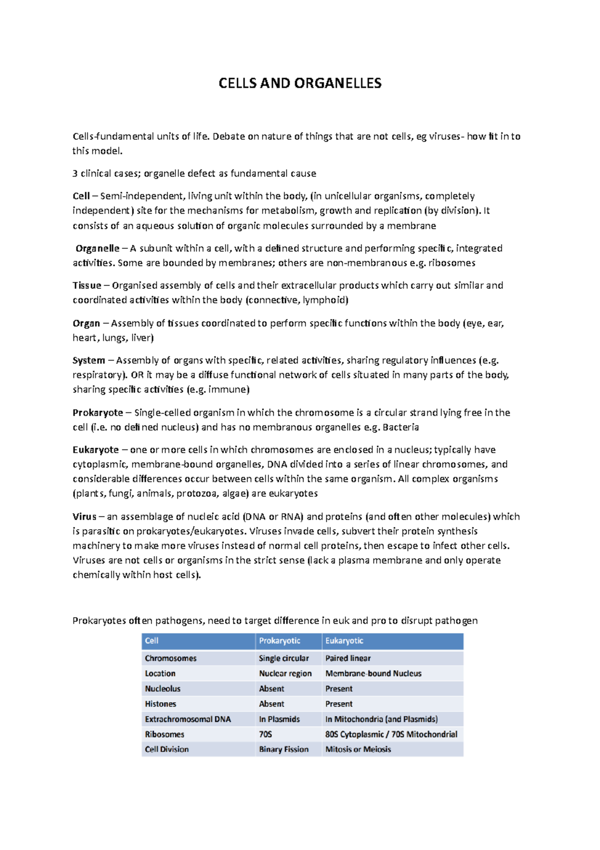 Cells and Organelles - Cell bio - CELLS AND ORGANELLES Cells ...