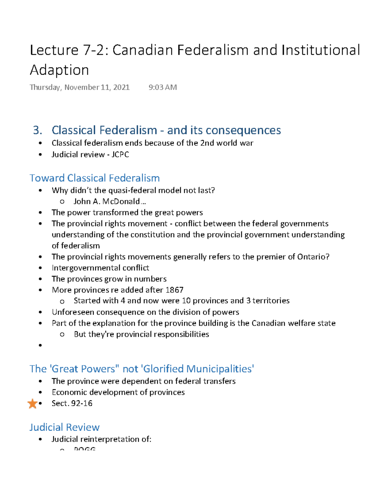 Lecture 7-2 Canadian Federalism and Institutional Adaption - 3 ...