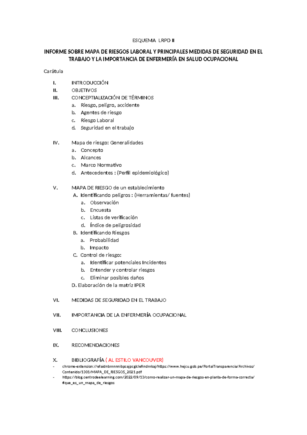 Esquema LRPD II- MAPA DE Riesgo - ESQUEMA LRPD II INFORME SOBRE MAPA DE ...