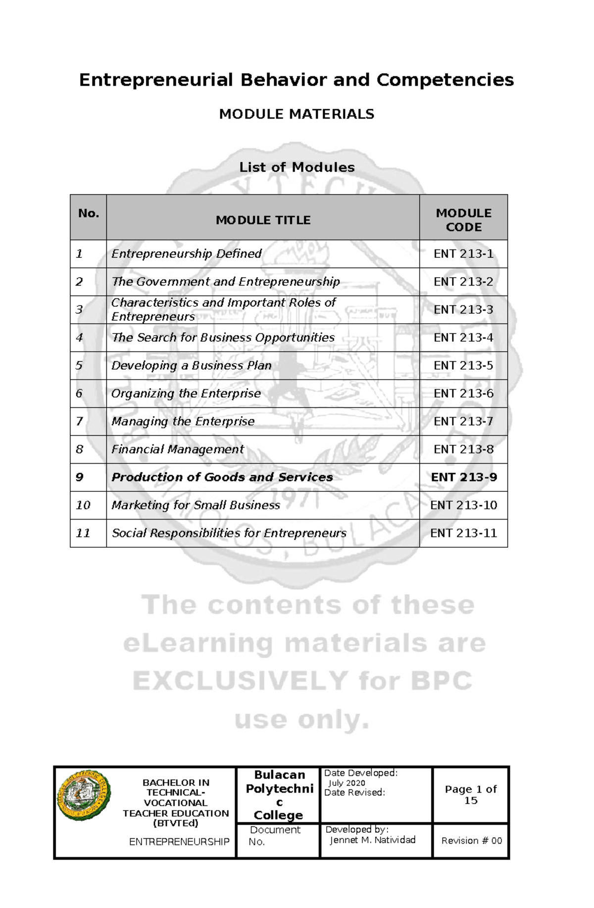Production Management - Entrepreneurial Behavior and Competencies ...
