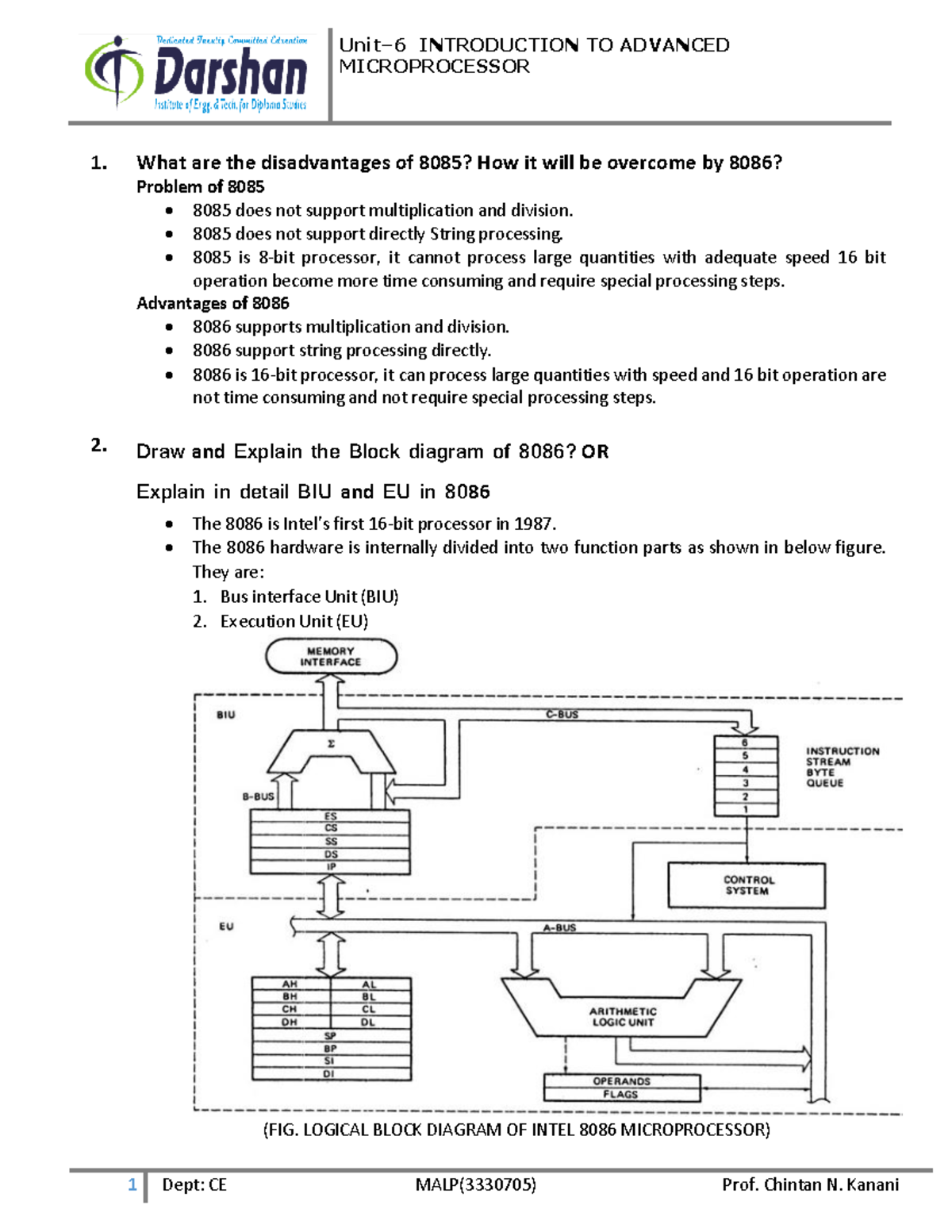 MALP Unit-6 pdf - MICROPROCESSOR 1. What are the disadvantages of 8085 ...