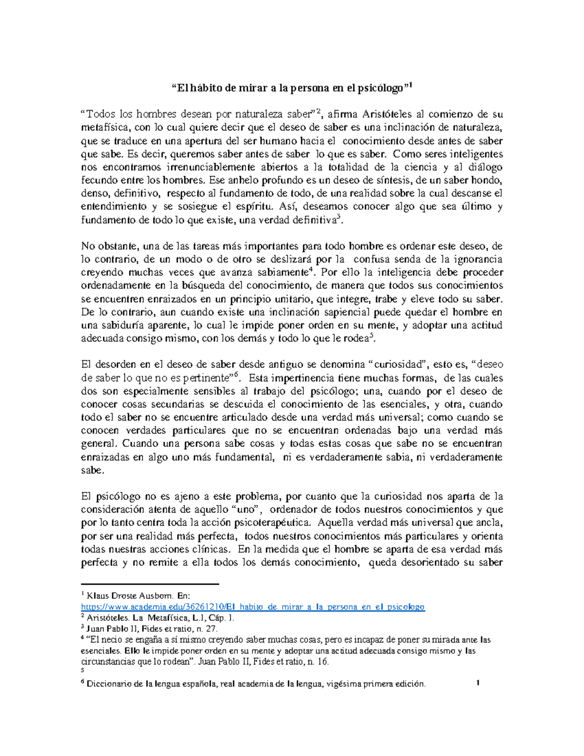 6.2 El habito de mirar a la persona en el psicólogo-Klaus Droste - “El ...