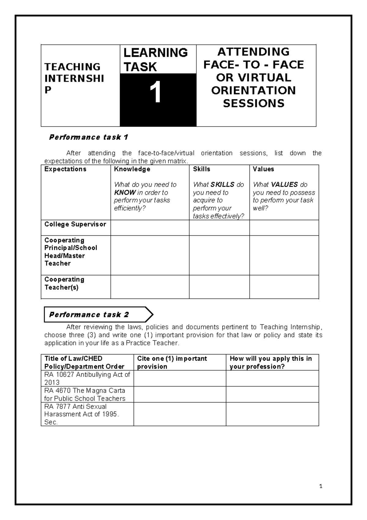 FS-13-Portfolio - Reliable source - TEACHING INTERNSHI P LEARNING TASK ...