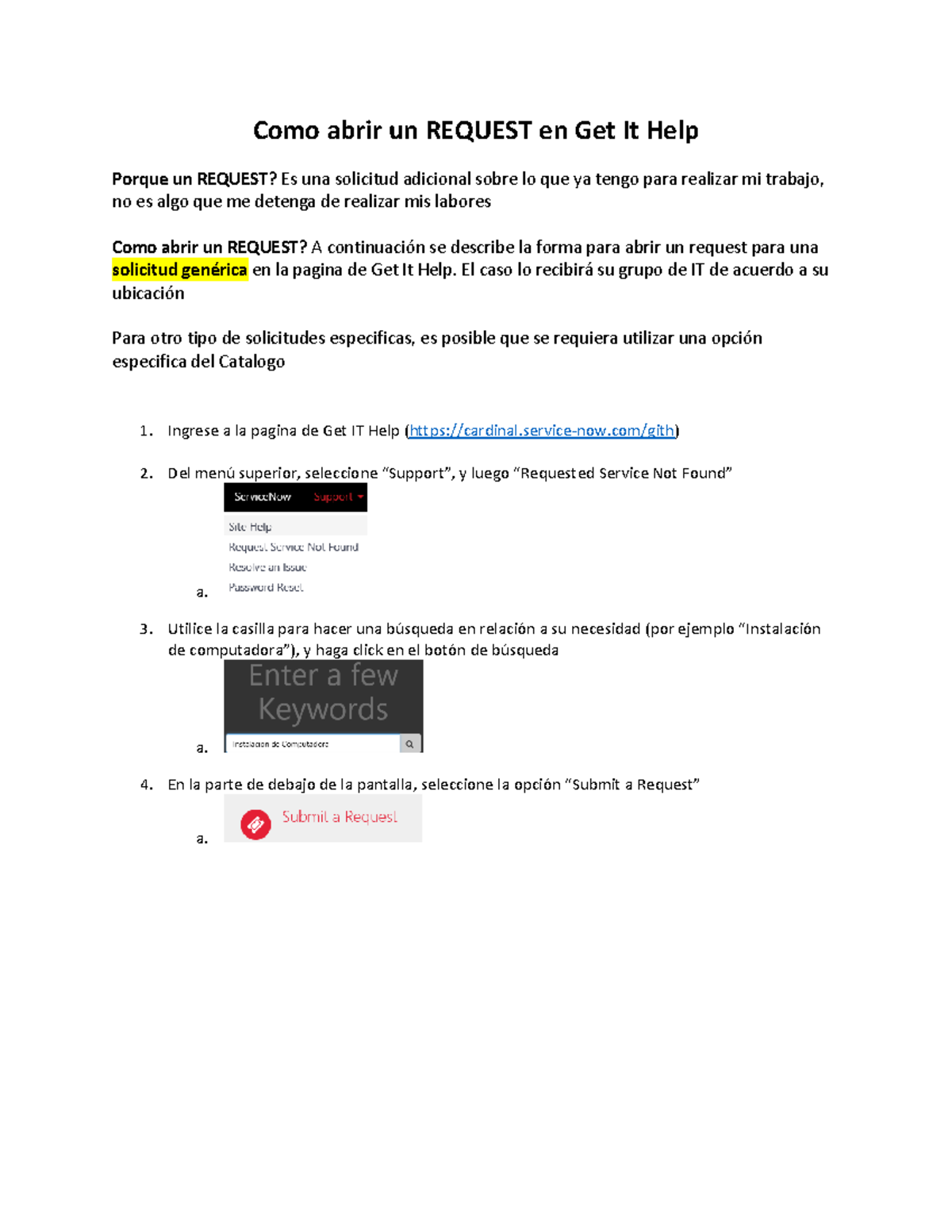 Como abrir un Request en Get It Help - Mayo 2019 - Como abrir un ...