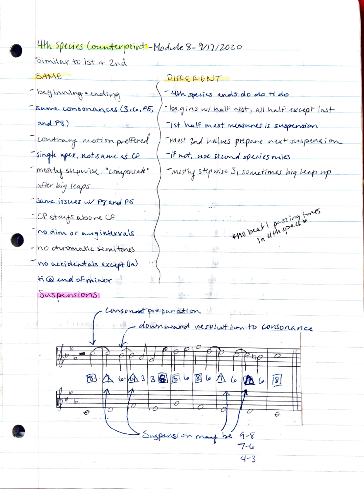 T1-8 - Theory 1 Module 8 - Dr. Eaton - 4th Species Counterpoint - 4H ...