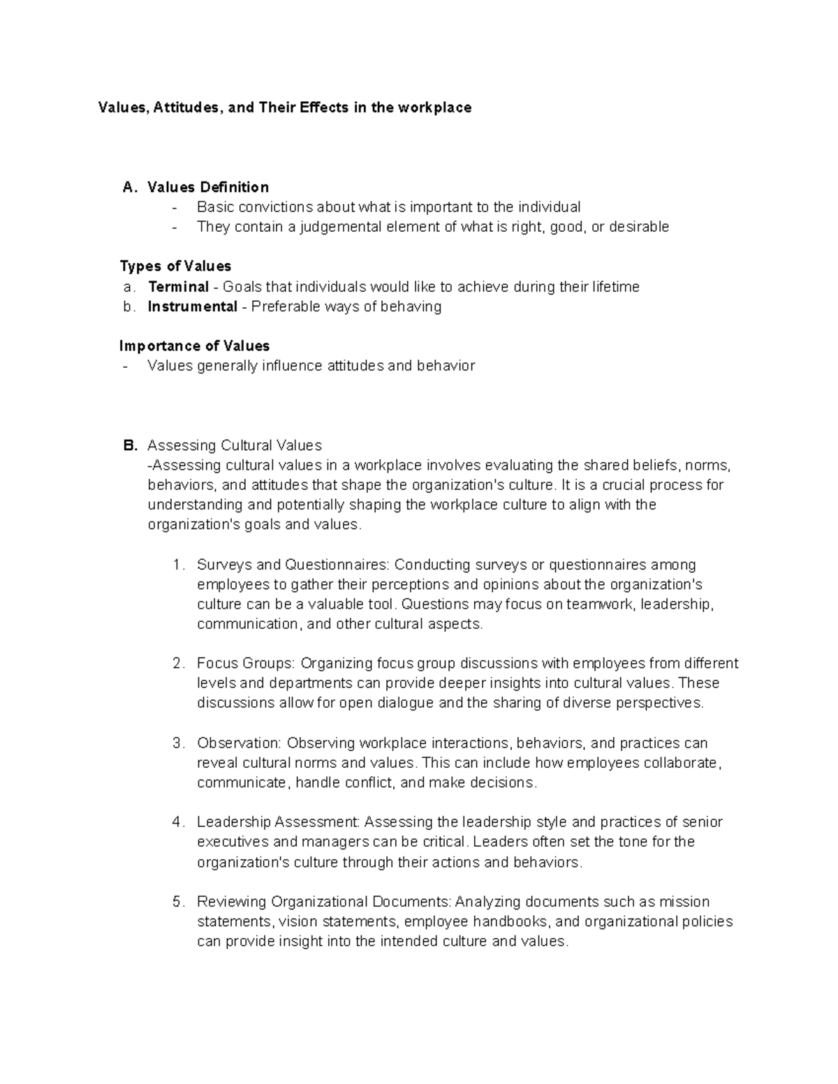 Human Behavior ( Reporting ) - Values, Attitudes, and Their Effects in ...