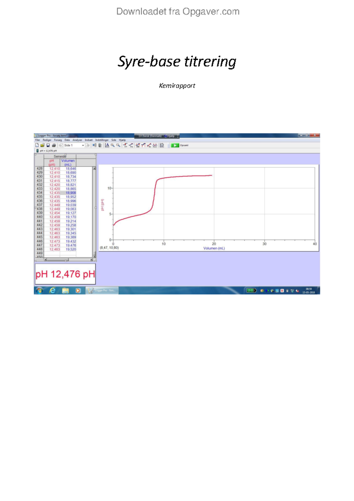 Syre-base titrering - Emne, konflikt, modsætningsforhold. De generelle forhold, teksten ...