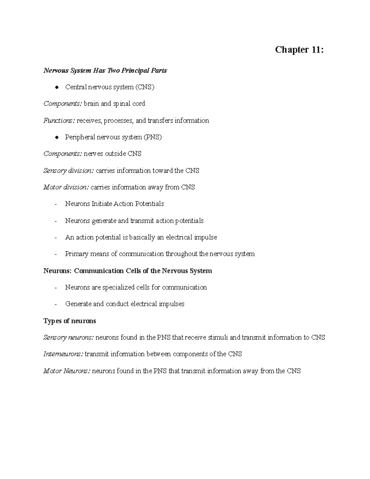 Chapter 11-13 lecture notes principles of human biology - Chapter 11 ...